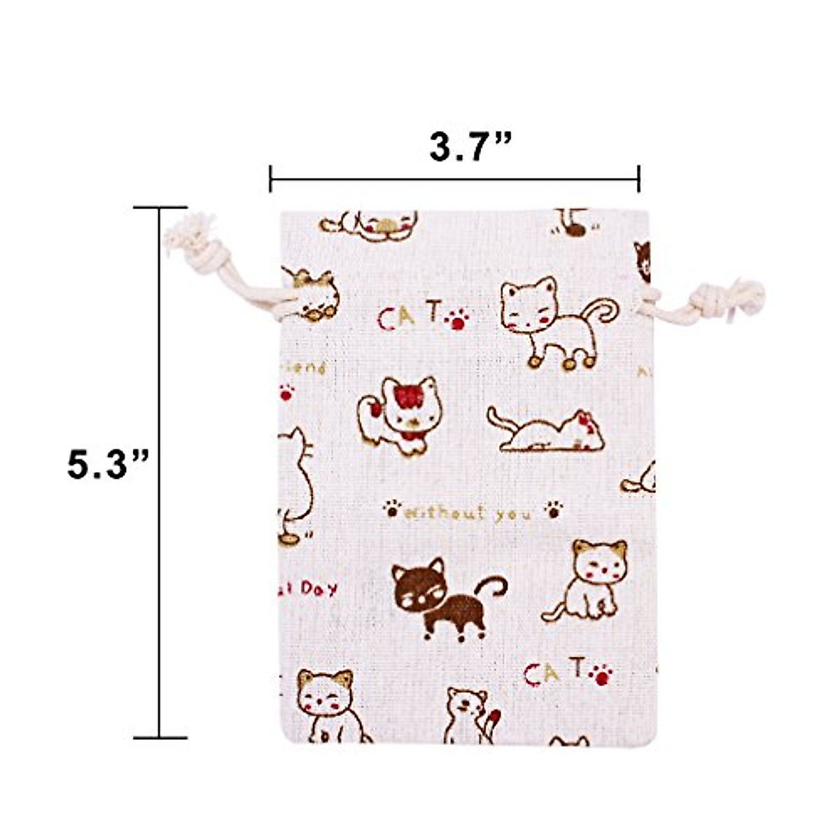 Amariver 24 Pcs Cute Cat Burlap Drawstring Bag Double Drawstring Linen Bags Reusable Linen Pouches, Perfect for Jewelry Pouch, Wedding Birthday Parties Favor, Gift/Candy Bags, Set of 24
