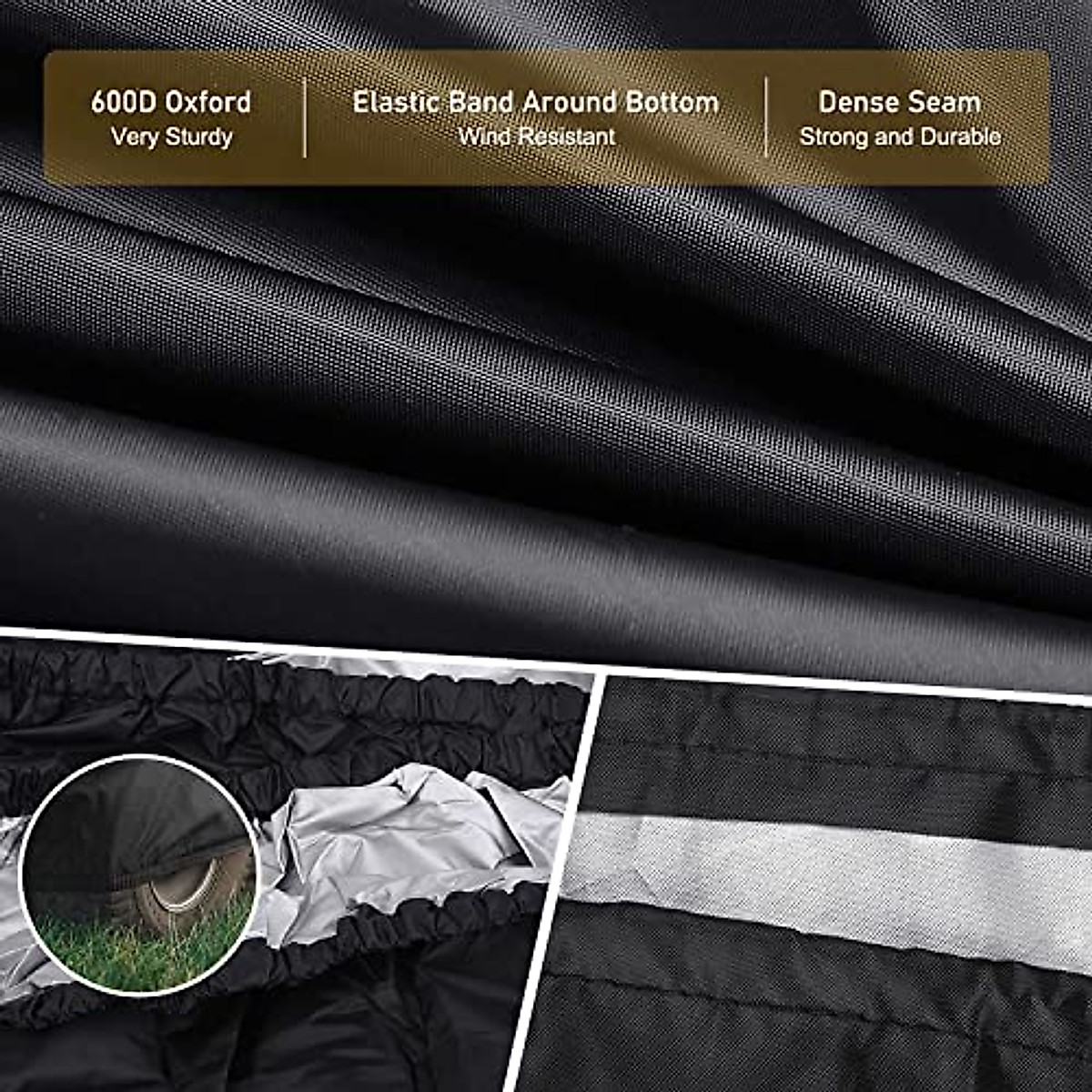 Riding Lawn Mower Cover, Heavy Duty Waterproof Polyester Oxford Tractor Cover UV & Dust & Water Resistant,Universal Fit Decks up to 54" with Drawstring & Storage Bag (Black)