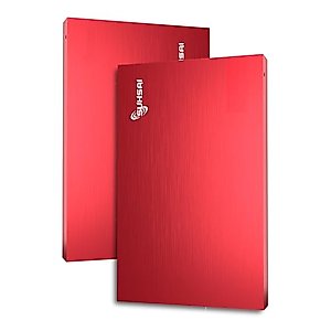 SUHSAI 160GB External Hard Drive USB 2.0, 2.5" Pocket Size Hardrive for Backup/Storage, Memory Expansion HDD, Slim Portable Hard Disk Compatible with MAC, PC, Laptop, Desktop, Chromebook (Red)