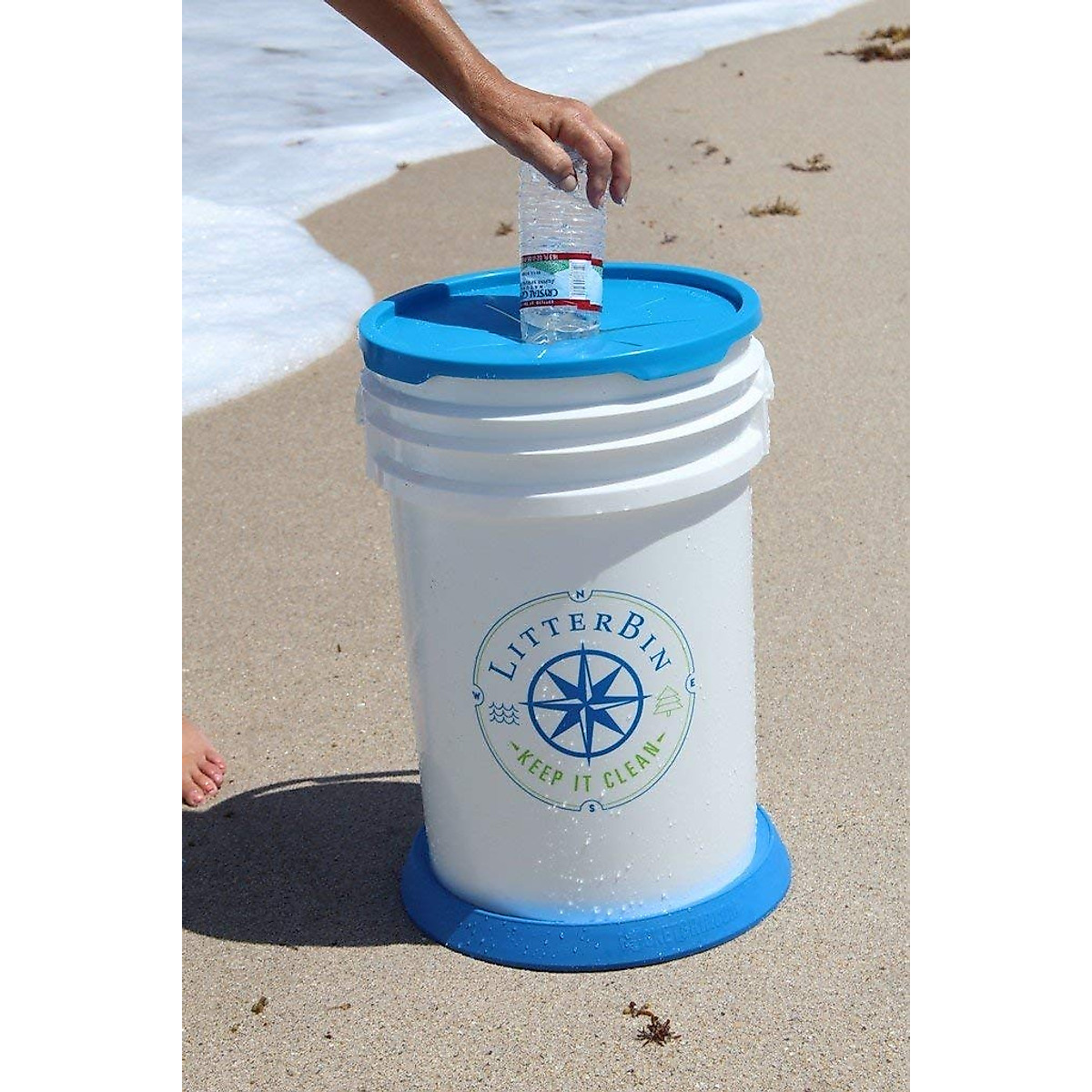LitterBin Bucket Trash Lid - Blue