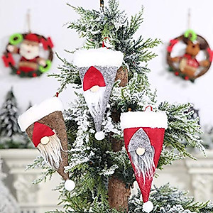 Hemoton 6Pcs Christmas Silverware Holders Pocket Santa Hat Gnome Elf Cutlery Knives Forks Tableware Storage Bag Covers for Xmas Holiday Table Decoration Red Grey