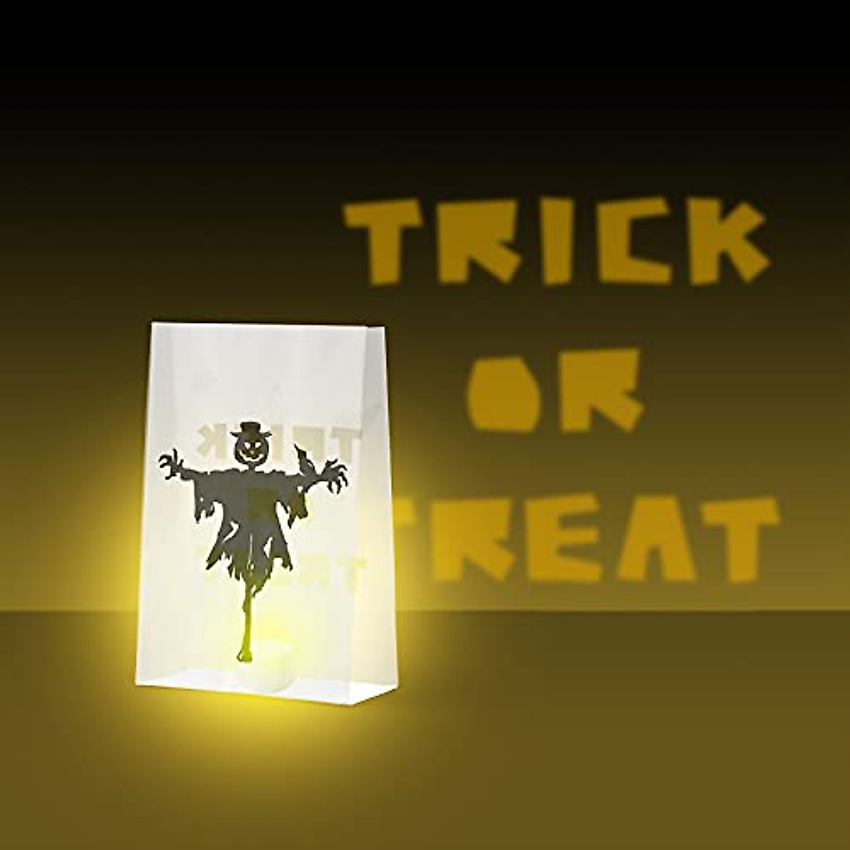 Halloween Lantern Luminary Paper Bags 4 Different Style 16 Pieces Paper Candle Bags with LED Tea Lights,Halloween Party Decor