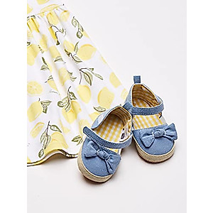 Hudson Baby baby girls Cotton Dress, Cardigan Shoe Set infant and toddler sweaters, Lemon, 12-18 Months US