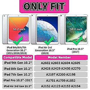 RTOBX iPad 10.2 & 10.5 Case for Kids, iPad 9th/8th/7th Generation 10.2" 2021 2020 2019 Case with Screen Protector, iPad Air 3rd Gen/Pro 10.5 inch Protective Cover with Handle Stand, Pink