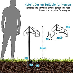 RichYa Garden Hose Holder Hose Holder Free Standing Detachable Metal Hose Hanger Heavy Duty Hose Storage Hose Stand for Outside Yard, Black