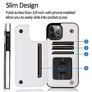Obbii Marble Leather Flip Case Wallet Compatible with iPhone 12 Pro Max 6.7" Card Holder White Gold Marble Case Sleeve with Card Slots Protective Case for iPhone 12 Pro Max 6.7”