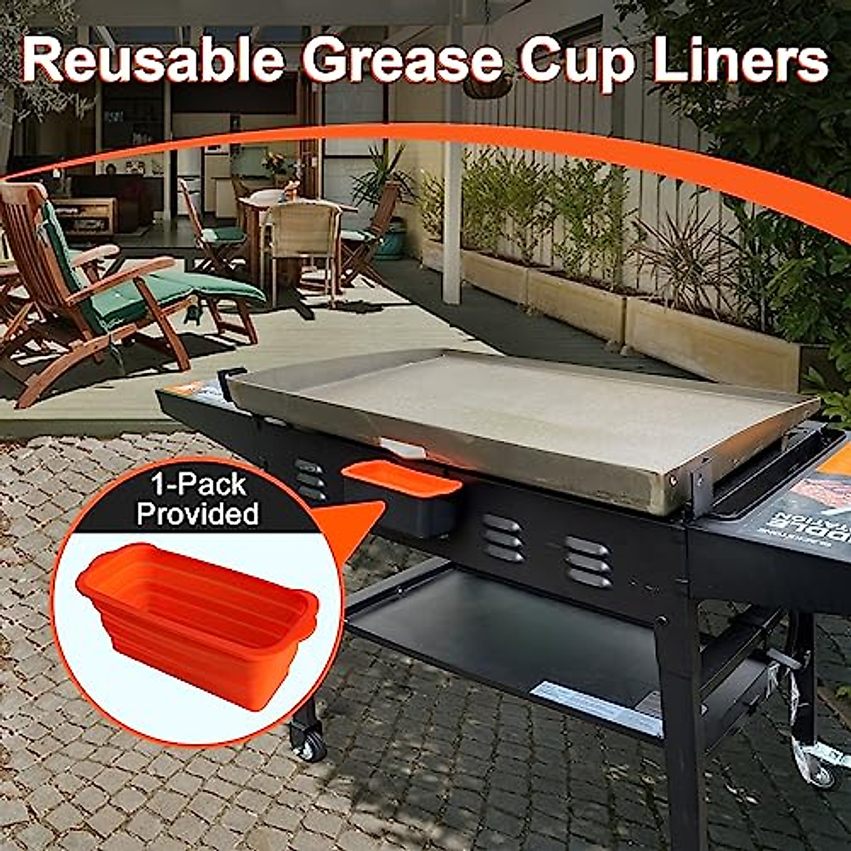 Silicone Griddle Mat with Grease Cup Liners for Blackstone 36 inch, Griddle Cover Mat, Food Grade Silicone Grill Mat, Upgraded Full Wrap-Around Protection, All Season Cooking Protective Cover Mats