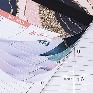 Desk Calendar 2023-2024 - 12 Monthly Desk/Wall Calendar 2-in-1, 16.9" x 11.9", July 2023 - December 2024 with Corner Protectors, Ruled Blocks - Pink by Artfan