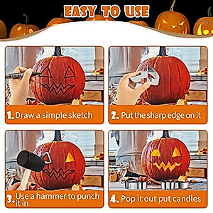 Halloween Pumpkin Carving Kit, Stainless Steel Pumpkin Carving Tools with Rubber Hammer, Safe Halloween Carving Kit for Kids Adults