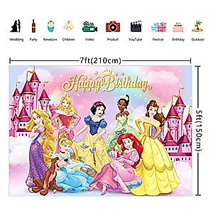 Princess Birthday Backdrop Girls 1st 2nd Happy Birthday Party Backdrop Princess Dream Castle Fairy Tale Party Photography Decoration Background 7x5ft