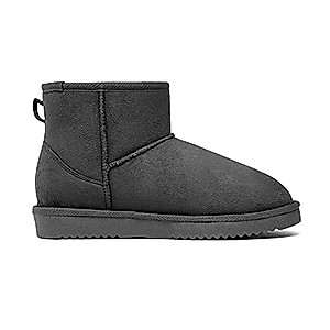 DREAM PAIRS Women's DSB214 Winter Snow Boots Classic Faux Fur Lined Slip On Ankle Boots Grey Size 10 M US