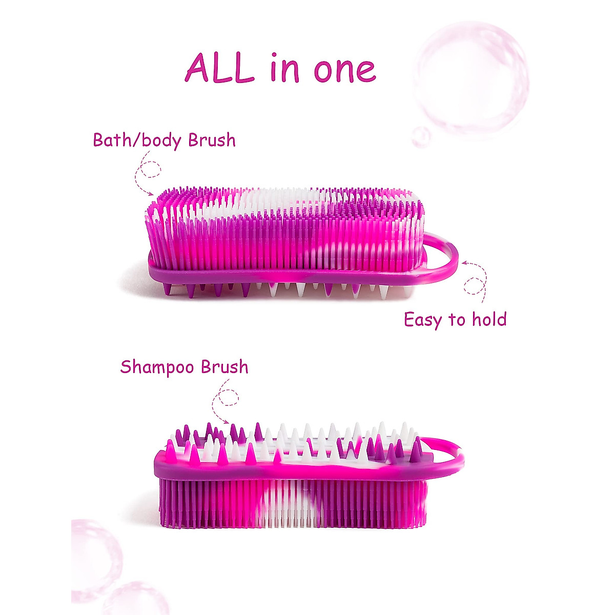 BSROLUNA Silicone Exfoliating Body Scrubber Loofah Silicone Scalp Massager Shampoo Brush Soft Body Scrubbers for Use in Shower Lathers Well Easy to Clean 2 in 1 (1 Pack Camouflage Purple)