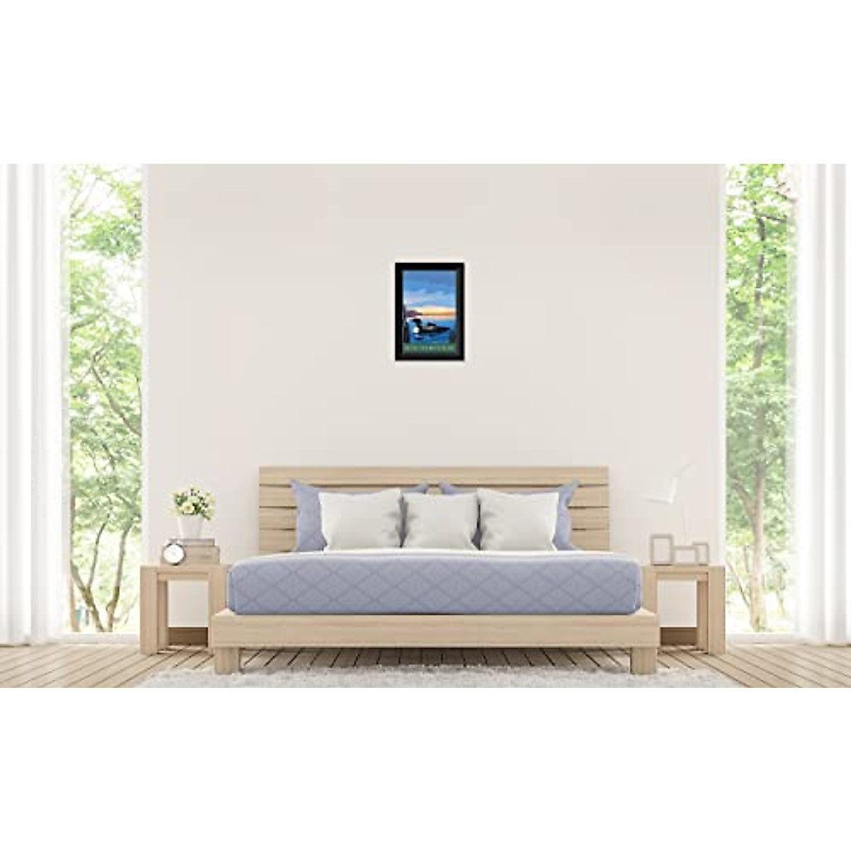 New Hampshire Loon & Chick Professionally Framed Art Print from Illustration by Artist Joanne Kollman Framed Art Size: 14" x 20"