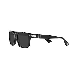 Persol PO3272S Rectangular Sunglasses, Black/Dark Grey Polarized, 53 mm