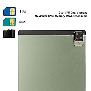 Dpofirs TAB910 10.1Inch Tablet for Kids, 4GB RAM 64GB ROM 3G Calling Tablet for Android, 2K FHD Display WiFi Tablet with Dual SIM Card Slot, Dual Camera, Green (US Plug)