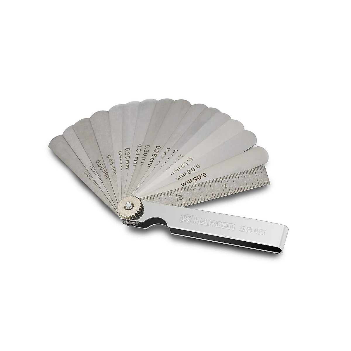 Holmer Guitar Luthier Tools with 15 Blades Feeler Gauge Metric, String Action Gauge Ruler, Fingerboard Fretboard Radius Gauge Measuring Tool, 2 Fingerboard Guard Protectors. (Chrome)