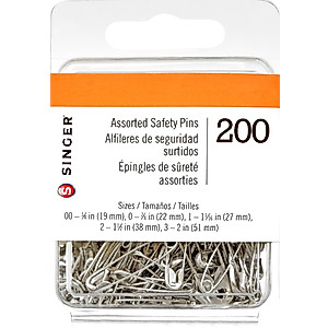 SINGER 00302 Safety Pins Value Pack, Assorted Sizes, 200-Count,