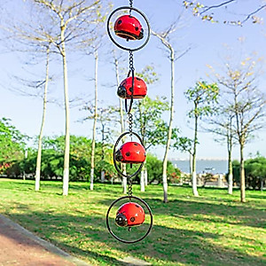 Ceramics Wind Chimes Outdoor, Wind Chime for Outside with Soothing Melodic Tones for Garden Patio Balcony Home Décor Ladybug