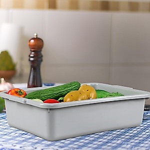 Hayixia 4-Pack 13 L Commercial Bus Tub Box, Plastic Dish Pan Tub, Grey