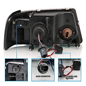 AmeriLite 1pc Black Replacement Headlights Corner Dual LED Halo Set For 01-11 Ford Ranger - Passenger and Driver Side