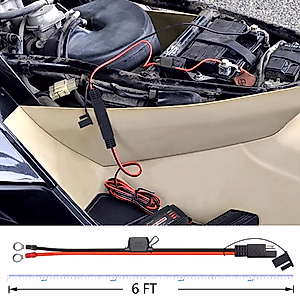 LST 6FT 12V Ring Terminal SAE to O Ring Connecters Extension Cord Cable Connector for Battery Charger/Maintainer