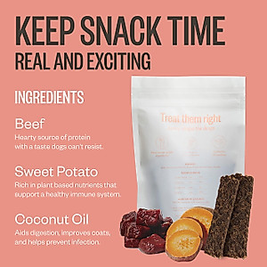 Ollie Beef and Sweet Potato Jerky Recipe Dog Treats - Dog Jerky Treats All Natural - Healthy Dog Treats - Beef Jerky for Dogs - Real Meat Dog Treats 5 Oz.