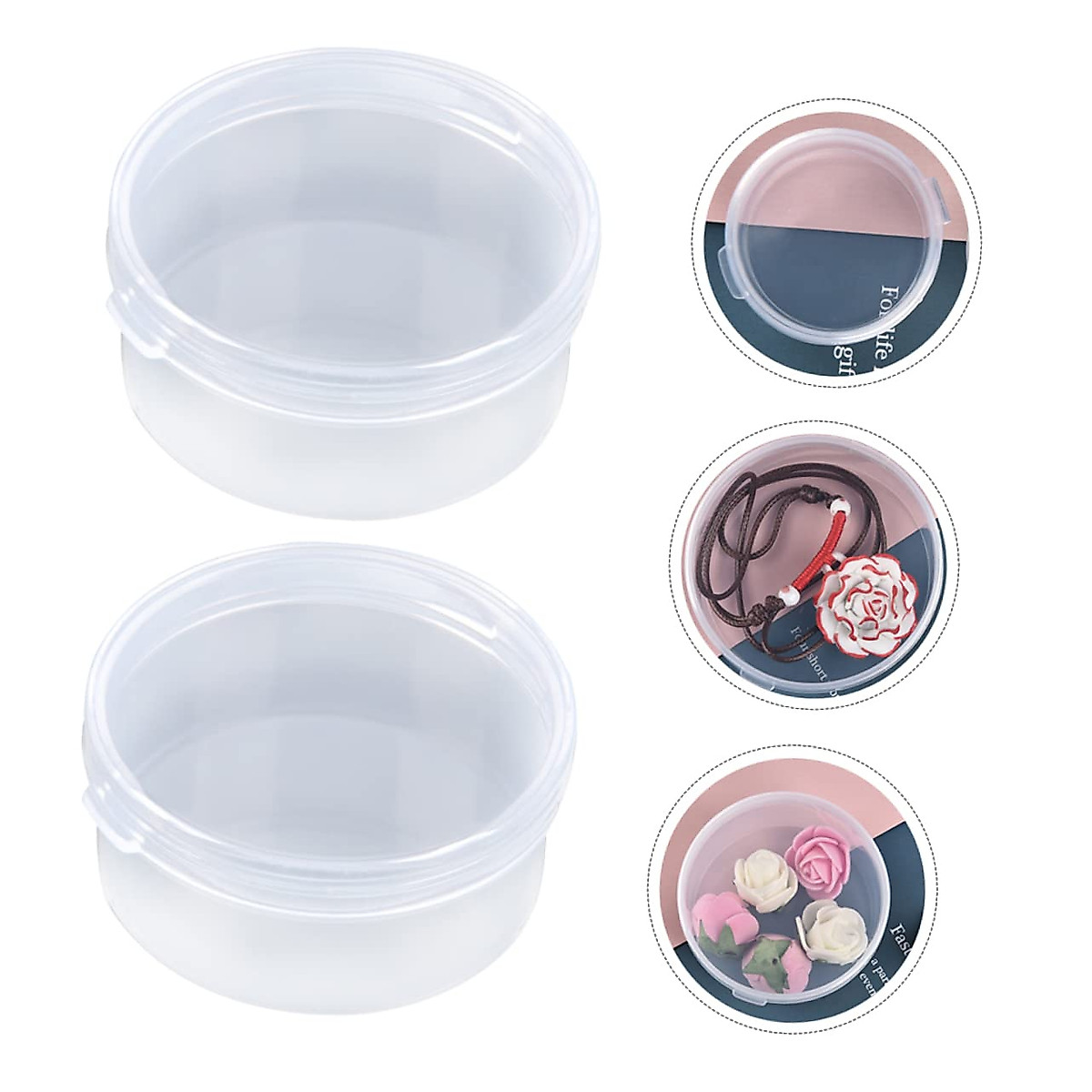 Didiseaon 36pcs Organizer flip box plastic container candy box mini plastic containers round can desktop crafts Desktop Storage Container travel can cosmetic Clear Plastic Pot bead
