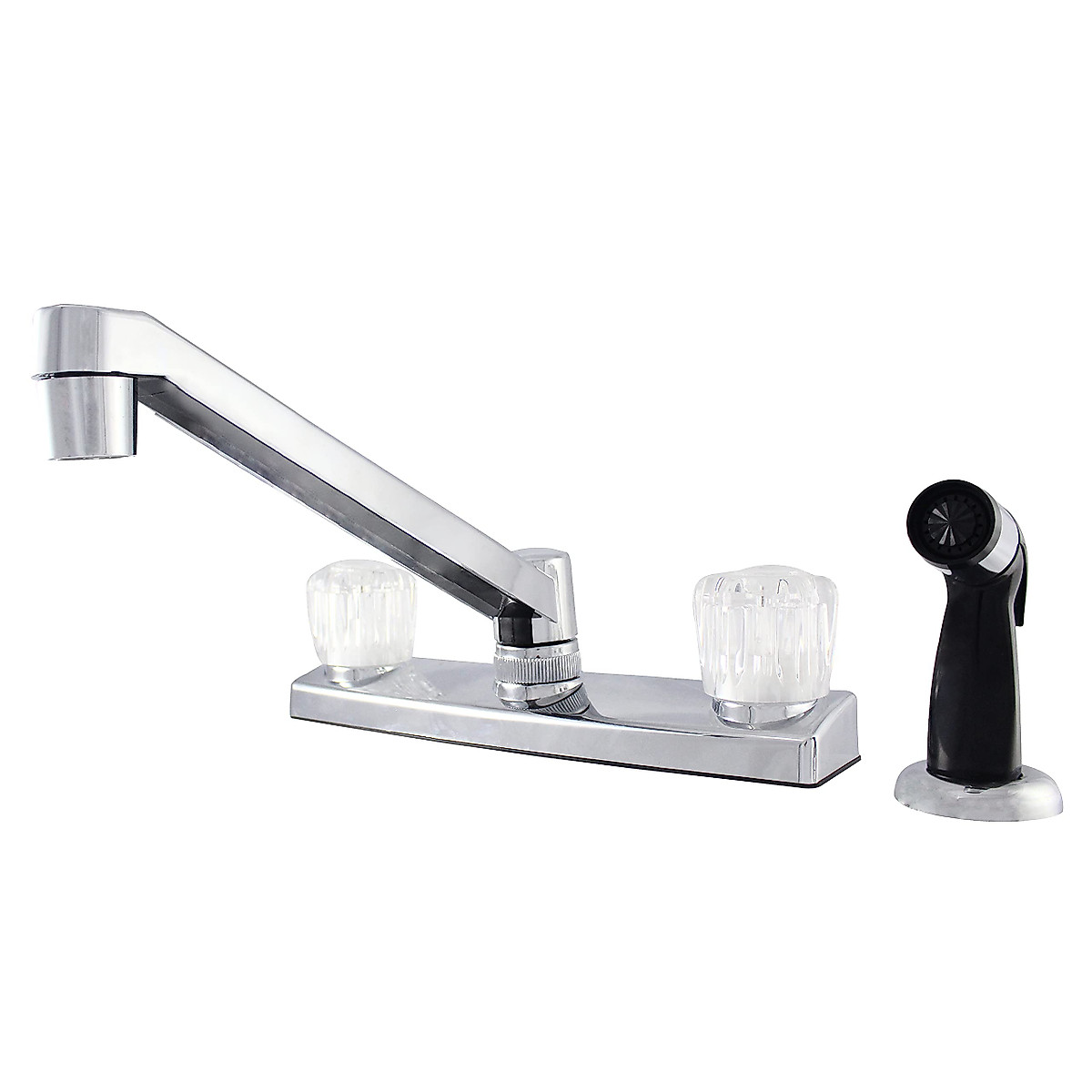 WMF-8238 - Non Metallic Kitc. Sink Faucet 360 Degree Swivel spout Acrylic Double Handle Washerless Cart. with Side Spray