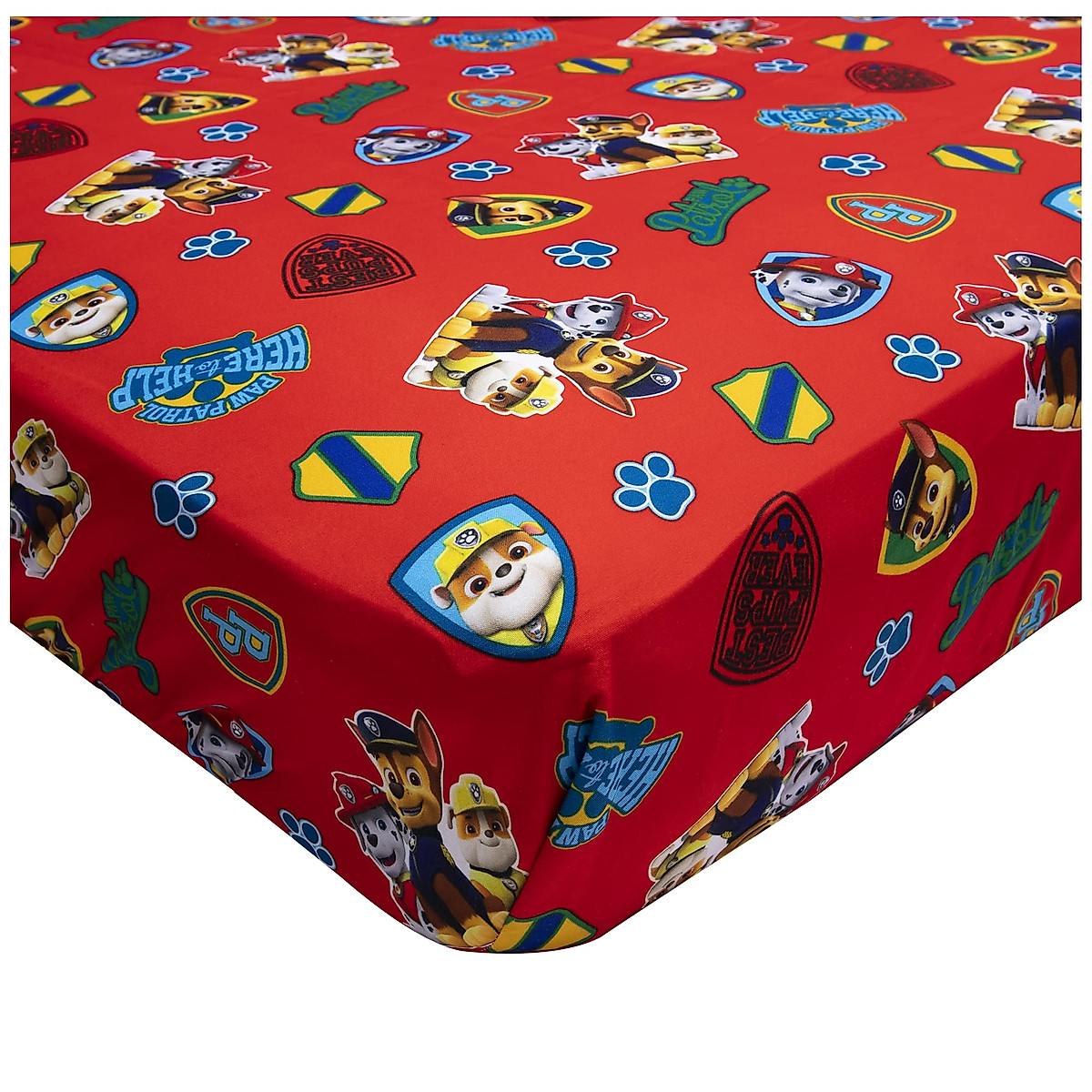 Paw Patrol Sheet Set - Fits Toddler Bed or Crib Mattress - Fitted Sheet and Reversible Pillowcase, Red