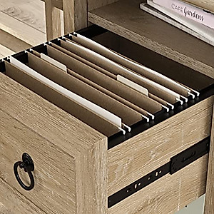 Sauder Adaline Cafe L-Desk, L: 59.65" x W: 59.65" x H: 29.92", Orchard Oak Finish