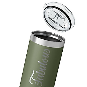 50 & Fabulous 22 oz Skinny Tumbler 50th Birthday Gifts For Women on Army Green Decorations Funny Present Vacuum Insulated Cup