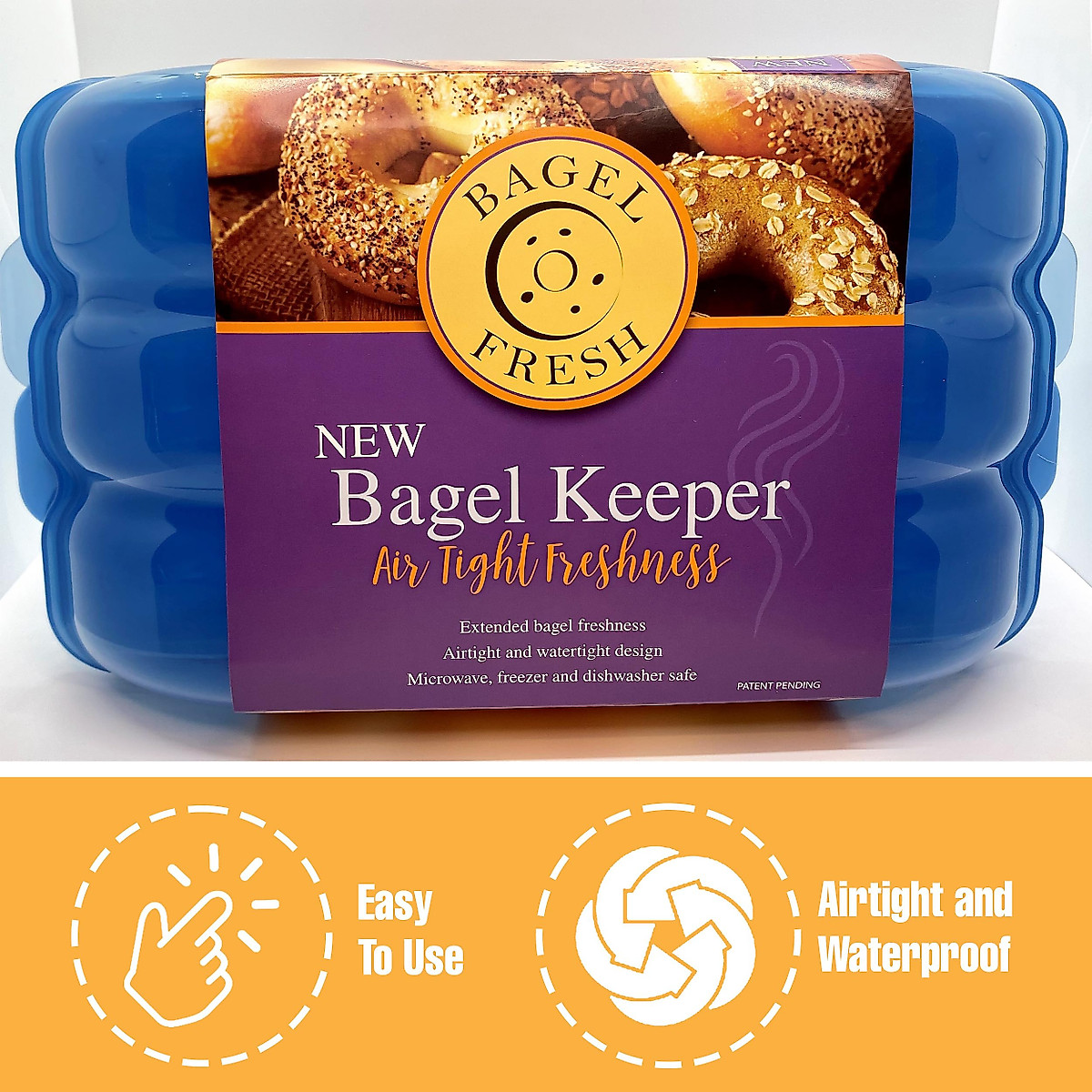 Bagel Fresh Container (1 Count, Holds 6) Fresh Bagel Keeper & Airtight Container for Bread Storage - Bagel Saver Container - Eco Friendly, Reusable Bagel Storage Container