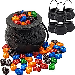 Chochkees Black Candy Cauldron Kettles, Party Decoration Supplies, St. Patrick's 3" Inches (6-Pack)