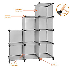 Gold Armour Cube Storage 9-Cube Bookshelf Closet Organizer Storage Shelves Shelf Cubes Organizer Plastic Square Book Shelf Bookcase DIY Closet Cabinet Organizer Shelving for Home Office Bedroom (Pink)