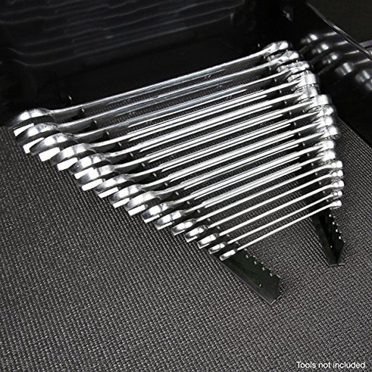 OEMTOOLS 22218 Rail Wrench Organizer, 2-Piece, Black Wrench Tray, Tool Drawer Organizer, Wrench for Tool Box Drawer, Sort Any Tool
