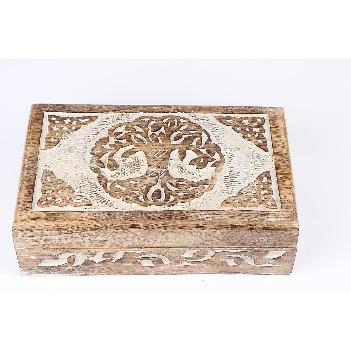 ARTISENIA Father's Day Gifts Wooden Tree of Life Keepsake Decorative Whitewash Finished Jewelry Box Tarot Card Decks Box Storage Organiser for Girls Women