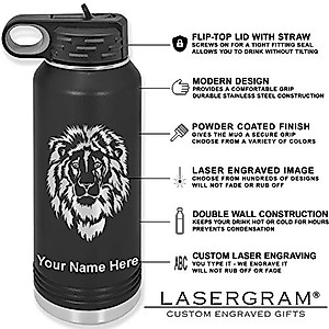 LaserGram 40oz Double Wall Flip Top Water Bottle With Straw, Softball Player Woman, Personalized Engraving Included (Black)