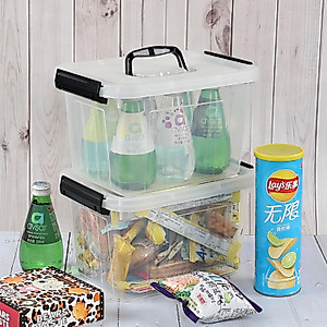 Ysmiltion 6 Quart Clear Small Storage Boxes with Handles, Plastic Storage Latching Bins, 6 Packs
