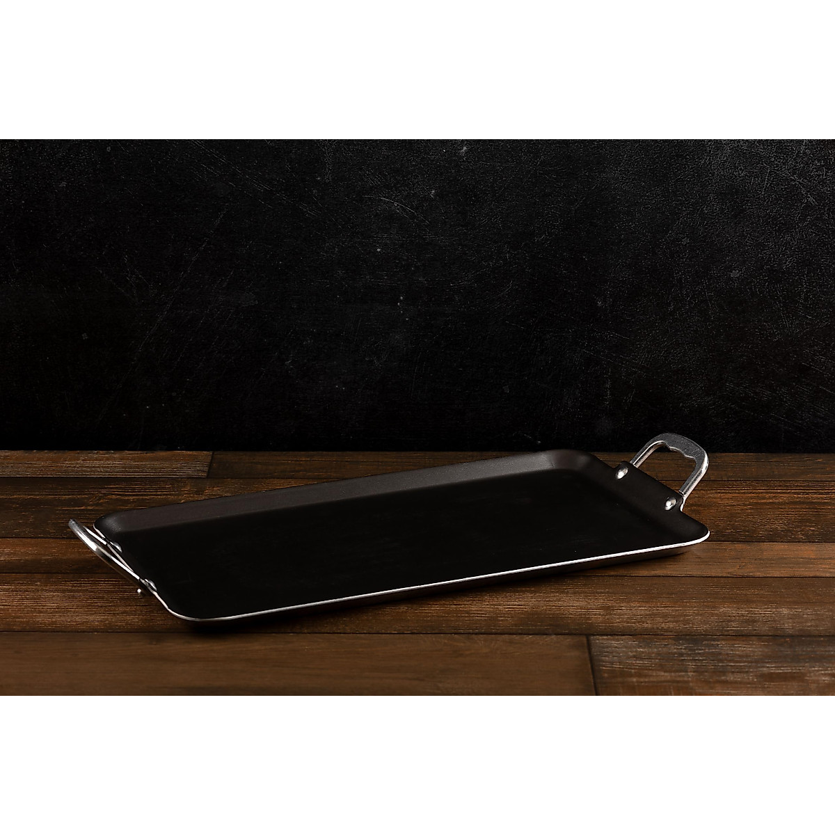 Vasconia Durable Double Burner Griddle - Nonstick Griddle for Frying, Grilling - Home and Commercial Kitchen Cookware, Oven Safe & Dishwasher Safe - 20″ x 11″ Pure Aluminum Griddle Pan for Stove Top