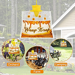 8 Pack Disposable Wasp Traps Outdoor Hanging Yellow Jacket Trap Carpenter Bee Traps for Outside Wasp and Hornet Traps Catcher Killer for Fly, Insects and Bug Outdoor Hanging Bag