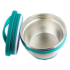 Kid Basix Safe Bowl, Reusable Stainless Steel Lunchbox Container for Adults, Thermos for Hot & Cold Food Storage, Dishwasher Safe, 16oz Teal