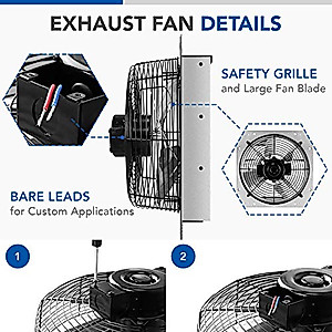 iPower 12 Inch Shutter Exhaust Fan Aluminum High Speed 1620RPM, 940 CFM, 2-PACK, Silver