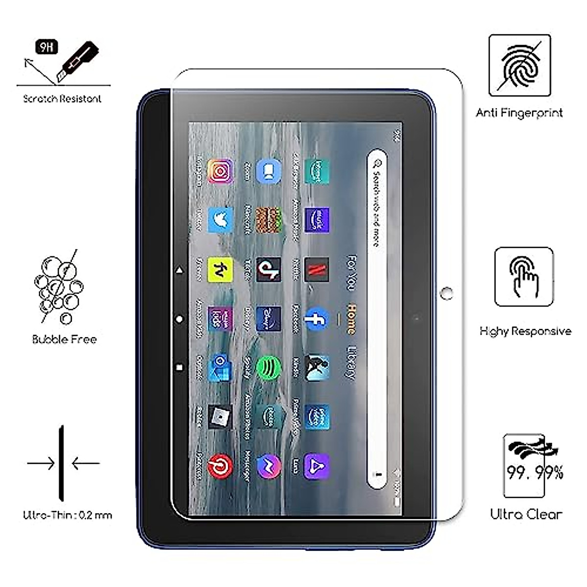 KEANBOLL 2 Pack Tempered Glass Screen Protector for All-New Amazon Fire 7 Tablet 7-inch (12th Generation, 2022 Released)[2.5D Radian] Anti-Explosion Glass Screen Protector
