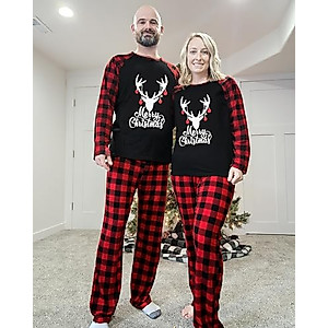 ZOEREA Holiday Christmas Family Pajamas Matching Set Moose Xmas Pjs for Couples and Kids Baby Sleepwear