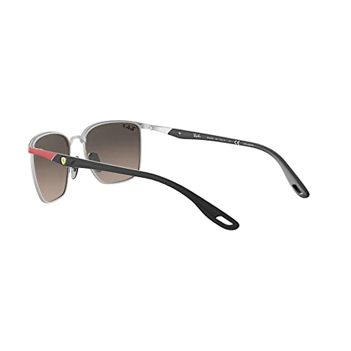 Ray-Ban RB3673M Scuderia Collection Square Sunglasses, Red Ferrari On Silver/Chromance Grey Mirrored Grey Gradient Polarized, 56 mm