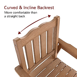 Stoog Patio Chair, All-Weather Outdoor Chairs with 400 lbs Weight Capacity, Looks Like Real Wood, for Patio, Deck, Pool and Backyard, Teak