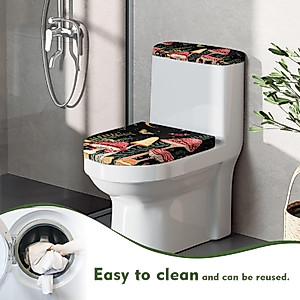 ZUXONGSY Balck Toilet Tank Lid Cover Polyester Fabric Toilet Cover Elastic Bottom Soft Bathroom Covers Dustproof 2Pcs Toilet Cover Set Covers Stains Stays Clean Easy To Install