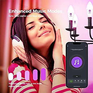 Smart Candelabra LED Bulbs, E12 Smart Bulbs Compatible with Alexa/Google Home, 6W (60W Equivalent) 600LM, Smart Chandelier Light Bulbs, No Hub Required, 2.4GHz WiFi Only, 4 Pack