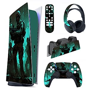 PlayVital Fearlessness Full Set Skin Decal for ps5 Console Digital Edition, Sticker Vinyl Decal Cover for ps5 Controller & Charging Station & Headset & Media Remote