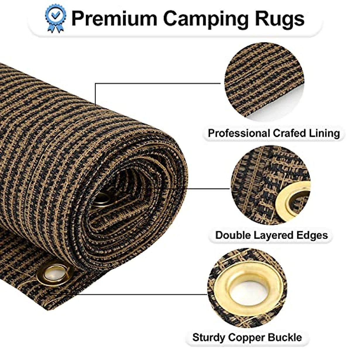 OutdoorLines Plastic Tarp Outdoor Rugs for Patio 8 x 10 ft - UV and Weather Resistant Patio Carpet, Stain Resistant Plastic RV Camping Mats for Porch, Garden, Camper and Picnic, Brown